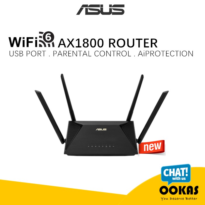 Asus RT-AX53U MU-MIMO WPA3 AX1800 WiFi 6 Gigabit Dual Band Wireless AX ...