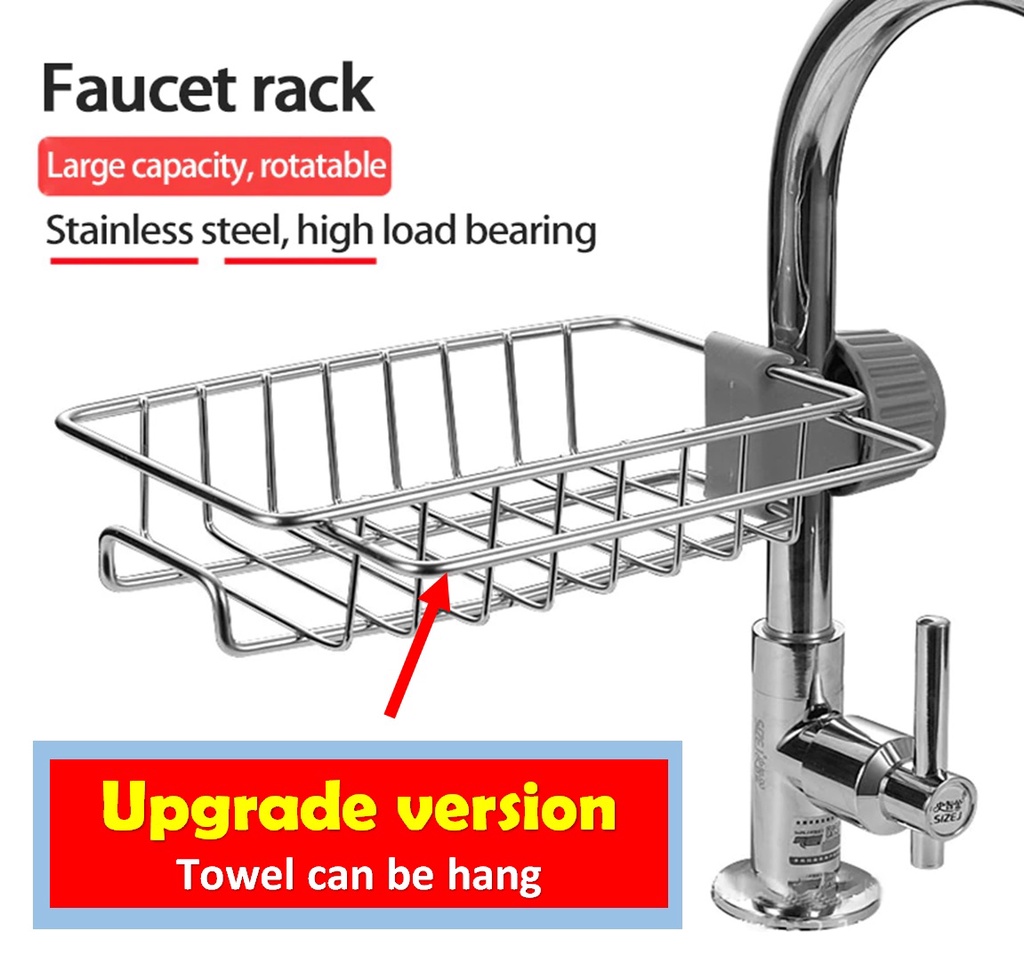 🔥🔥 Stainless Steel Sink Faucet Storage Rack Kitchen Sink Sponge Holder ...
