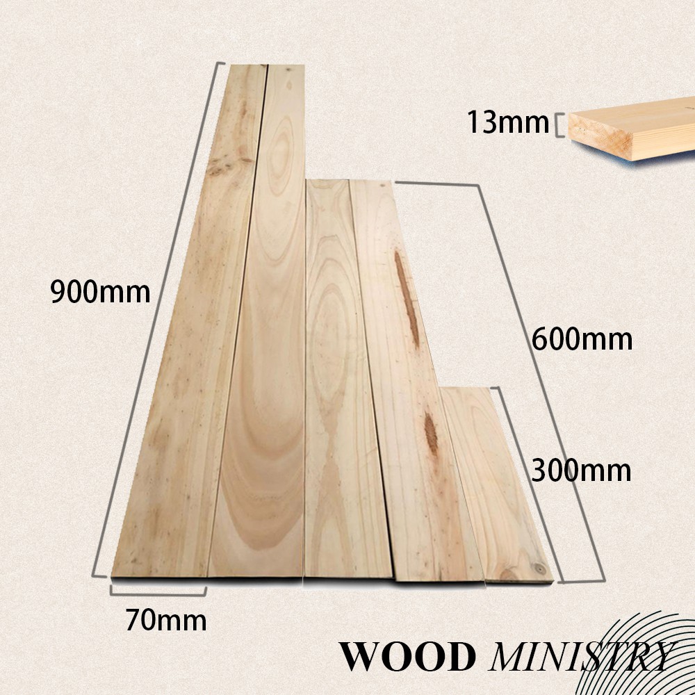 [3 size] KAYU PINE Fine Grain Papan Kayu Pallet 13X70X(300/600/900)mm ...