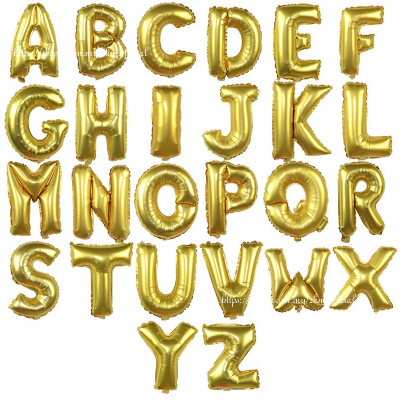 (16INCH) GOLD FOIL ALPHABET Balloon Inflatable Birthday Party Balloons ...