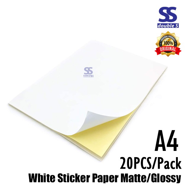 A4 Sticker White Matte/Glossy 20Pcs Per Pack | Shopee Malaysia