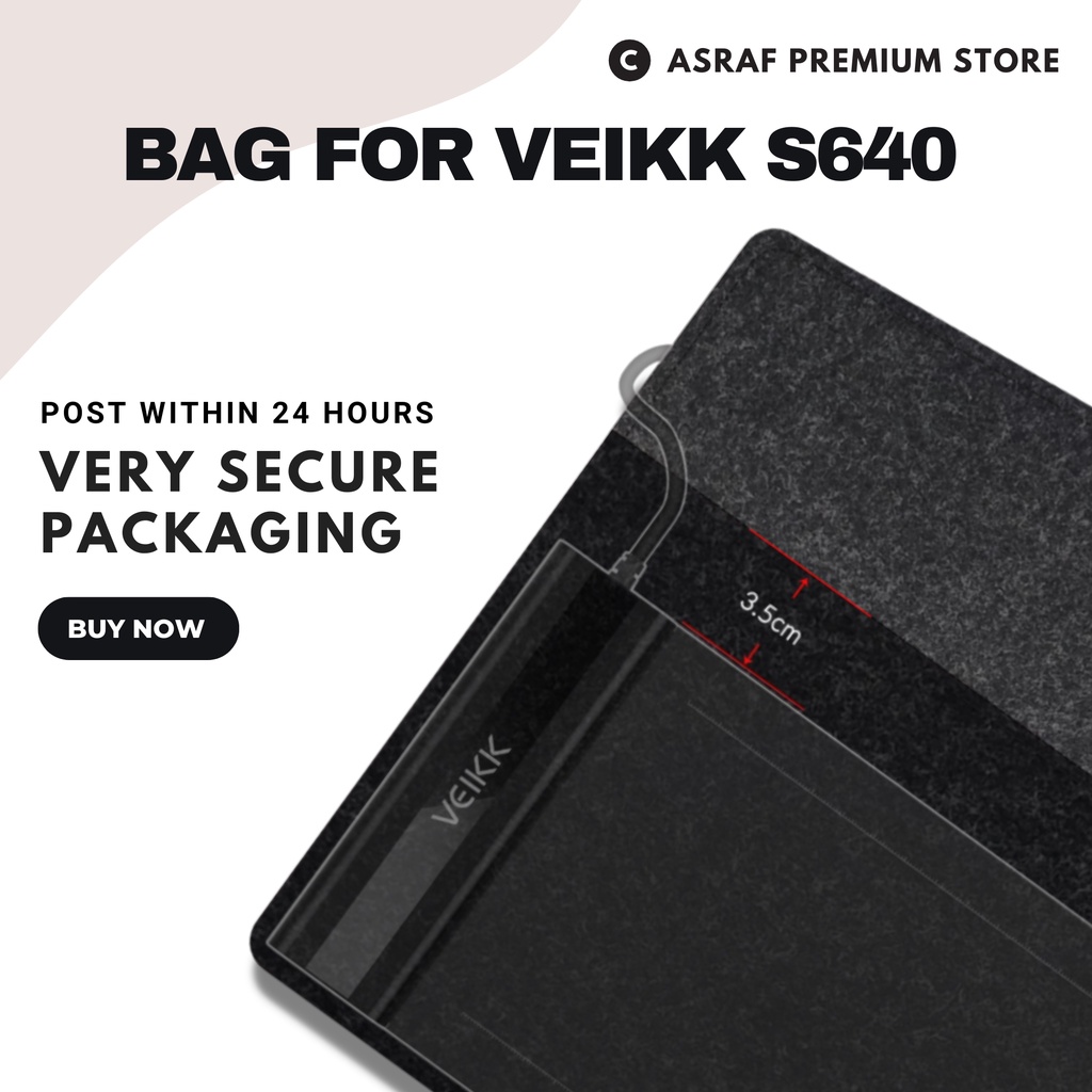 [Post 24H] For VEIKK C-S6 Felt Case Carrying bag Design for S640 (V2) Pen Tablet Drawing ...
