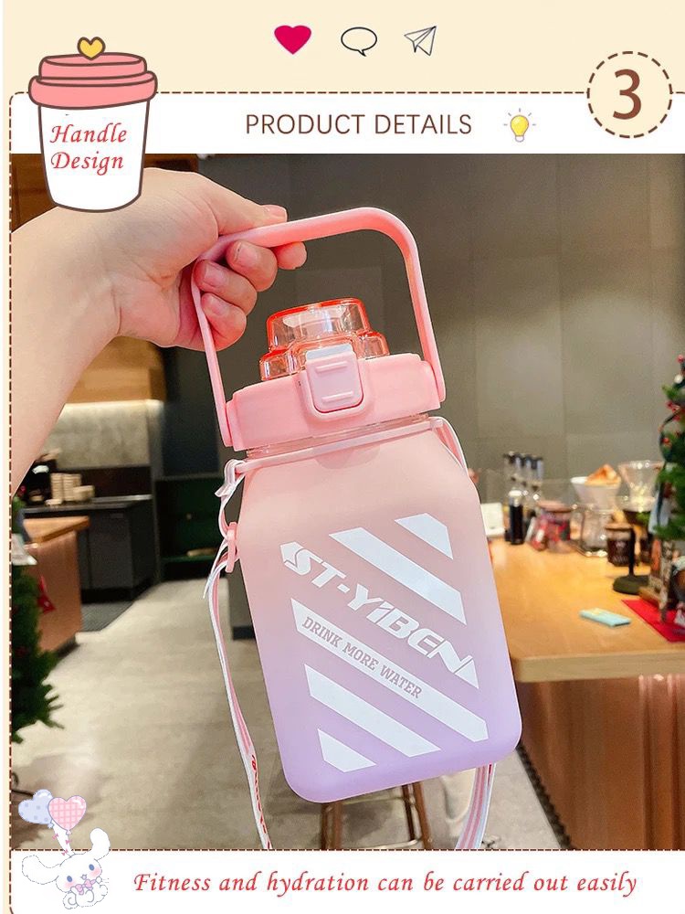 1500ML Botol Air Viral Straw 4xFree Gifts Botol Air Budak Cute Water ...