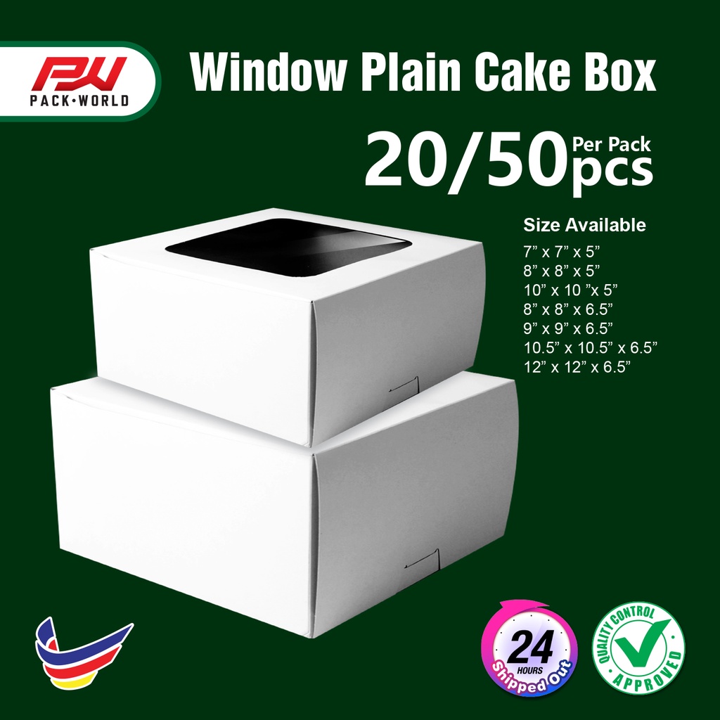 20/50pcs Window Tall Plain cake box 8,9,10,10.5,12 pvc window, kek ...