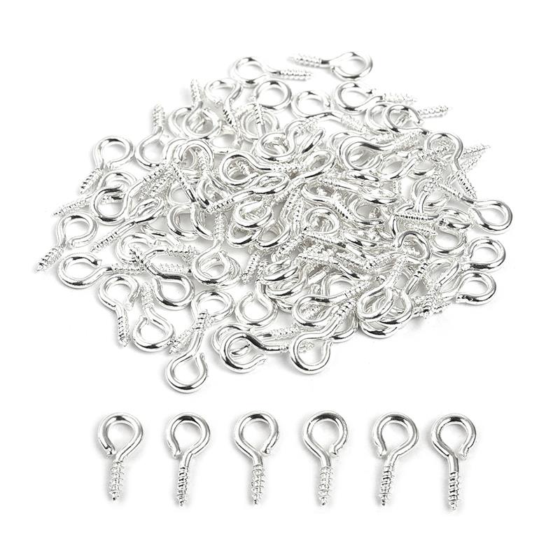 100pcs Mini Screw Eye Pin Eye Pin Eyelets Screw Hooks Threaded Clasp ...