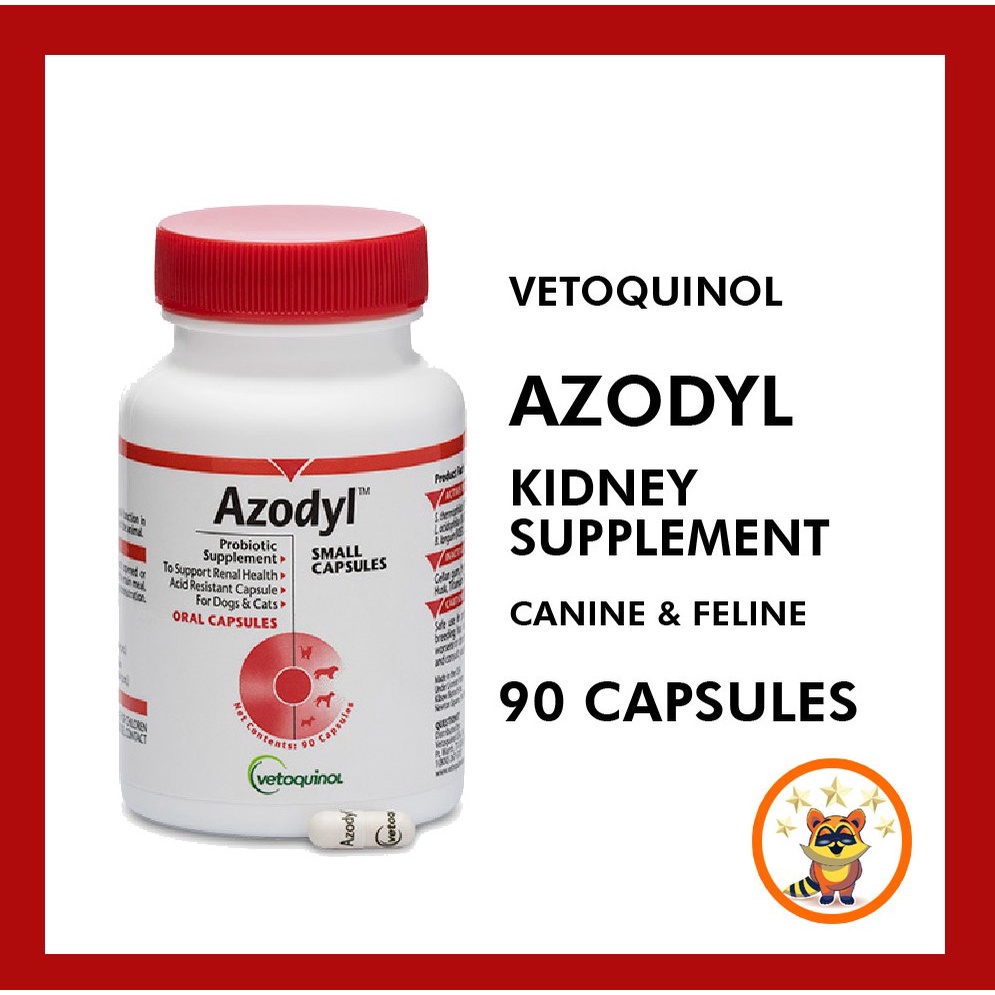 Vetoquinol Azodyl Kidney Supplement Canine Dog Feline Cat 90 Capsules ...
