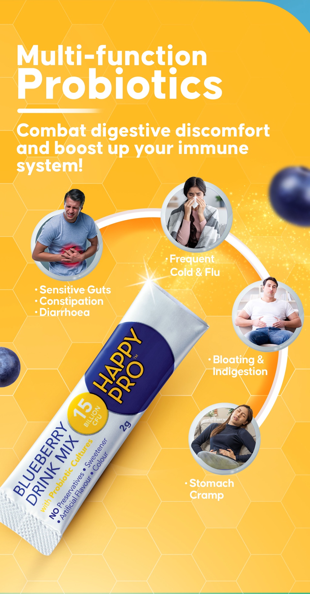 SpringHealth Happy PRO® Blueberry Drink Mix with 15 Billion CFU ...