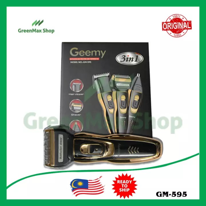 Geemy GM 595 Clipper 3in1 Rechargeable Hair Trimmer,Nose Plucker, Shaver Water Resistant ...