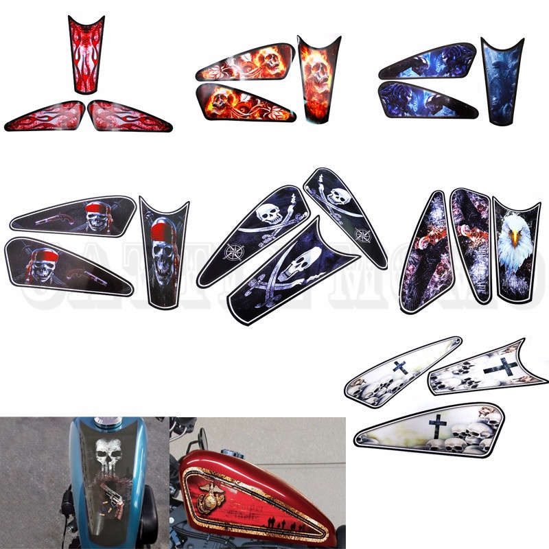 Motorcycle 3D Fuel Tank Decal Sticker For Harley Sportster Iron XL 883 ...