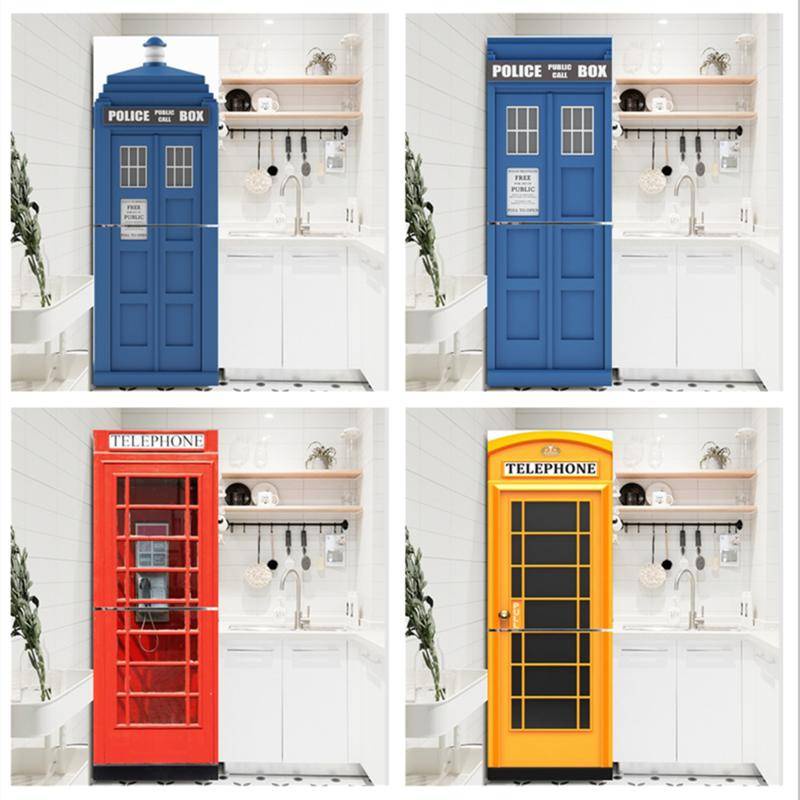 Custom fridge sticker Red Yellow Blue Phone Booth Police PVC ...