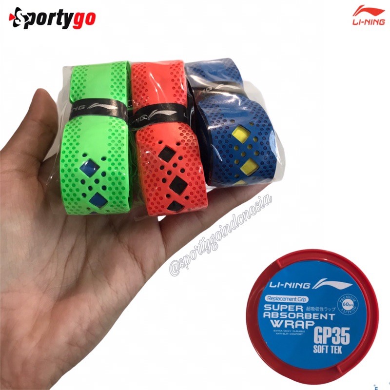 HITAM Rubber Lining Badminton Grip GP35 / GP 35 Grib li-ning black ...