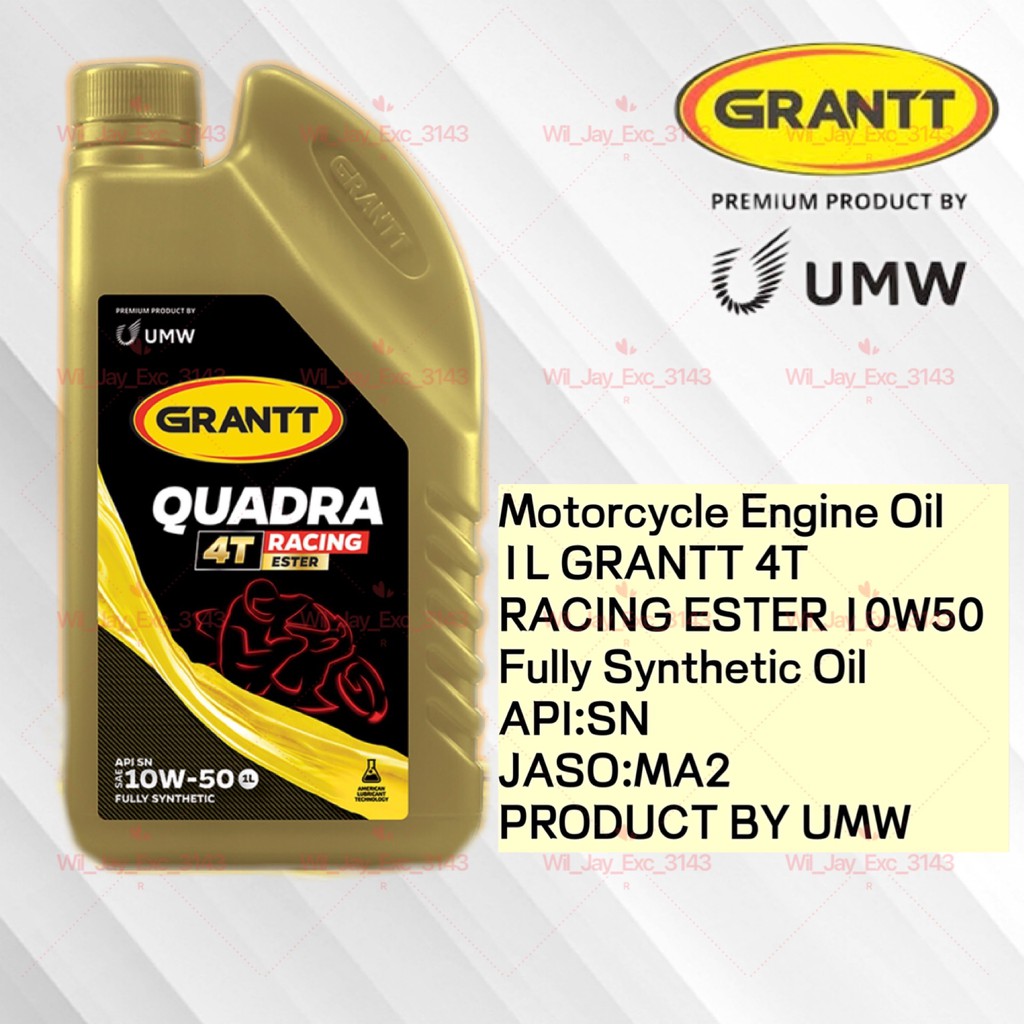 1 LITER GRANTT QUADRA 4T 10W50 RACING ESTER API:SN JASO:MA2 FULLY ...