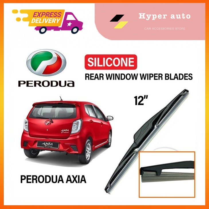 PERODUA AXIA | 12" Rear Window SILICONE Wiper Blades | Wiper Belakang ...