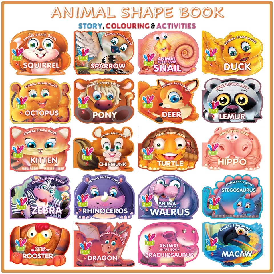 Animal Shape Book / 3 in 1 (Story | Activity | Coloring) Preschool ...