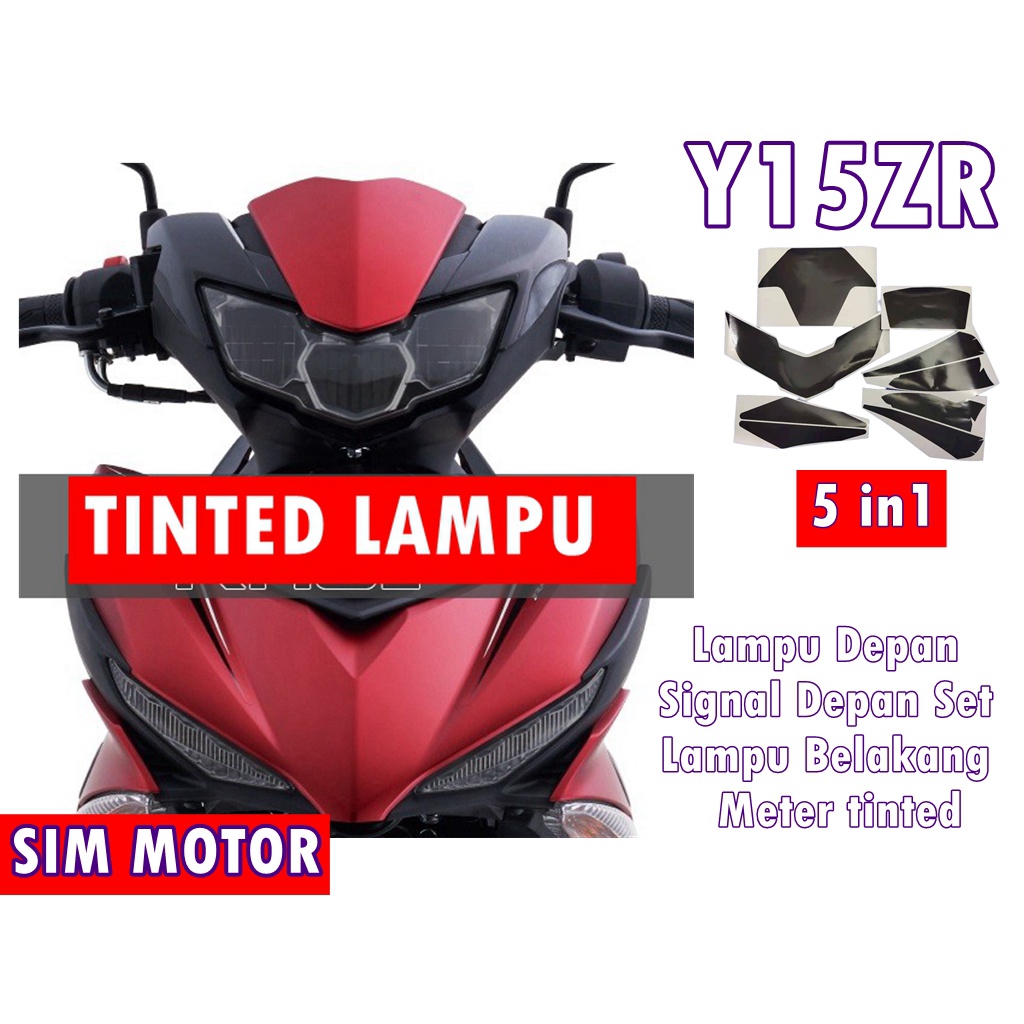 Y15ZR V1-V2 LC135 STICKER TINTED HEAD LAMP SIGNAL LAMP 5 IN 1 Y15 LC135 METER LENS HANDLE COVER ...