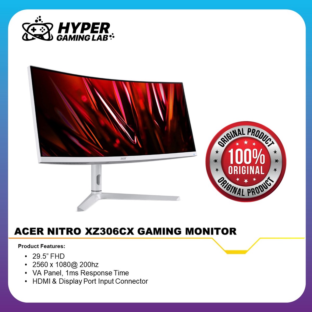 ACER Nitro XZ306CX 29.5'' UltraWide-FHD 200Hz 1ms VRB Curved Gaming ...