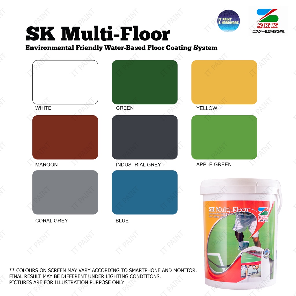 5KG SKK SK Multi-Floor Paint for Court Cat Lantai Water based Matt for ...