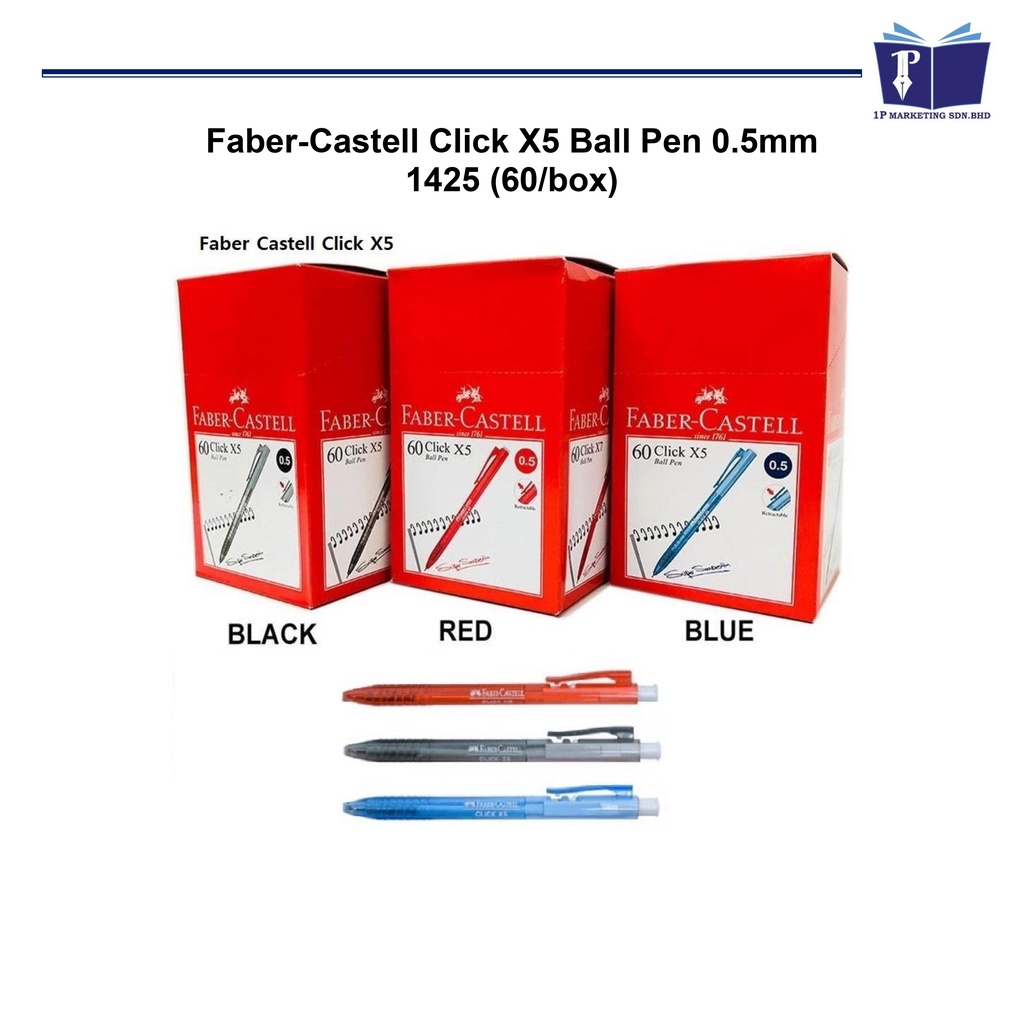 FABER-CASTELL Click X5 Ball Pen 0.5mm 1425 (60/box) | Shopee Malaysia