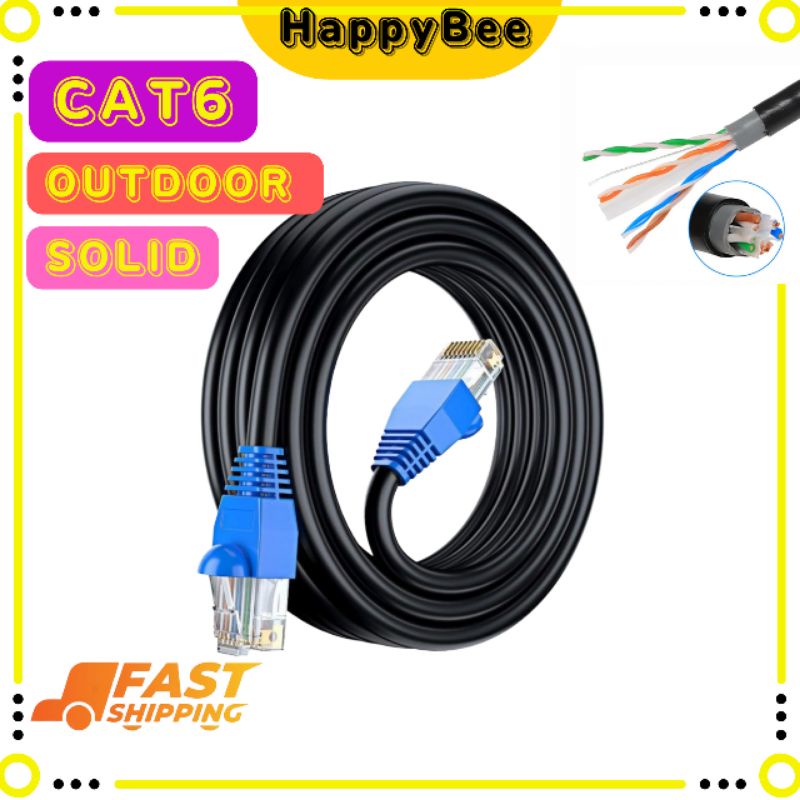 CAT6 Outdoor Lan Cable Solid 23AWG Network Cable Gigabit Ethernet Cable ...