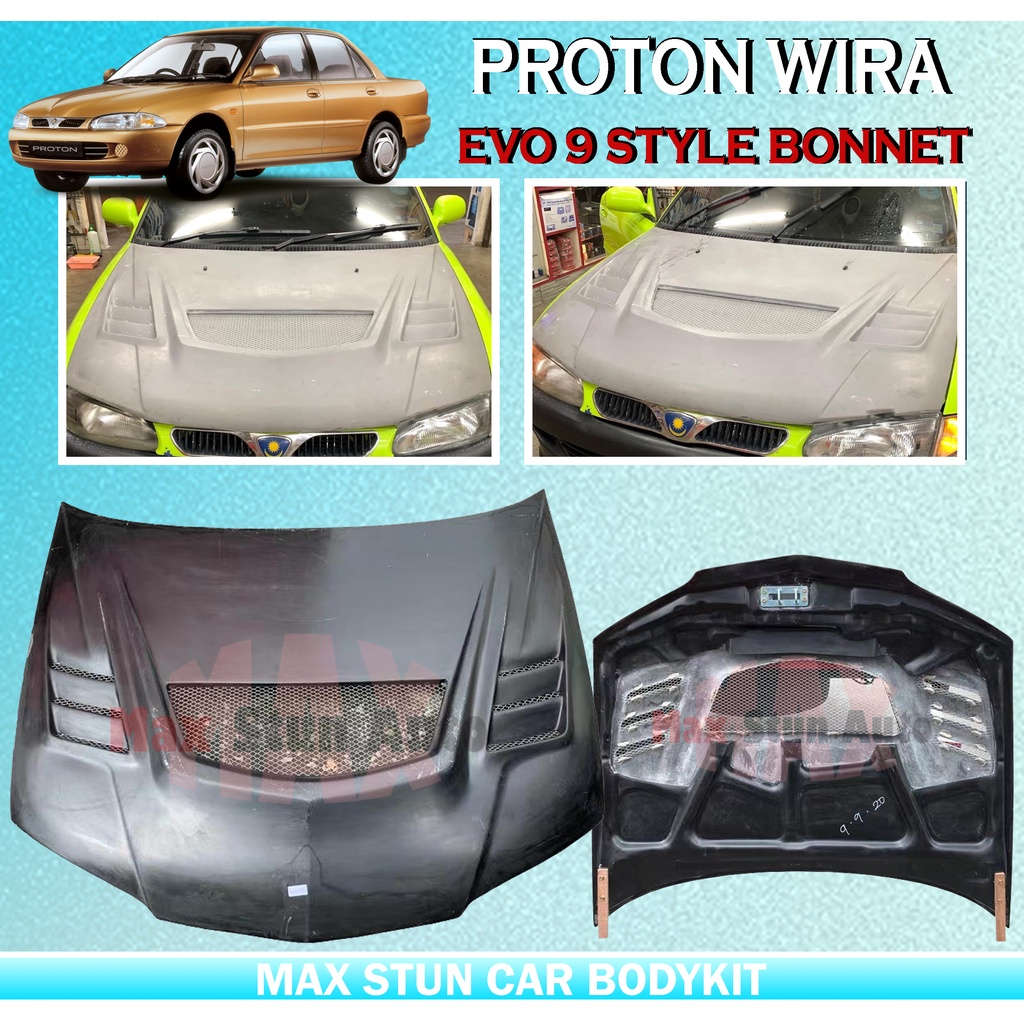 PROTON WIRA SEDAN SALOON WIRA AEROBACK SATRIA EVO9 STYLE FRONT BONNET (E9) BONET DEPAN FOR WIRA ...