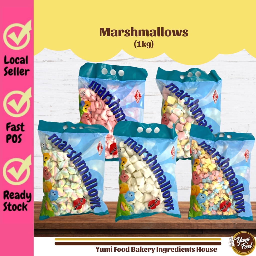 [READY STOCK] HALAL Marshmallows 1kg /Large Round White /Twist / Flower ...