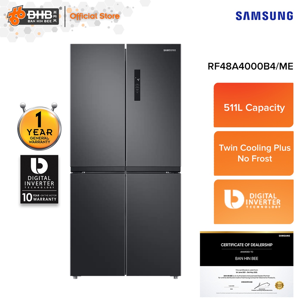 Samsung RF48A4000B4/ME French Door with Twin Cooling, 511L Digital ...