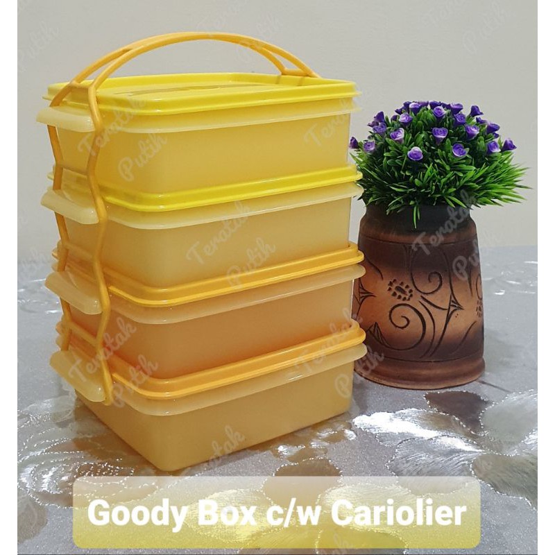 READY STOCK - TUPPERWARE - HALF DEEP GOODY BOX c/w CARIOLIER - Yellow ...
