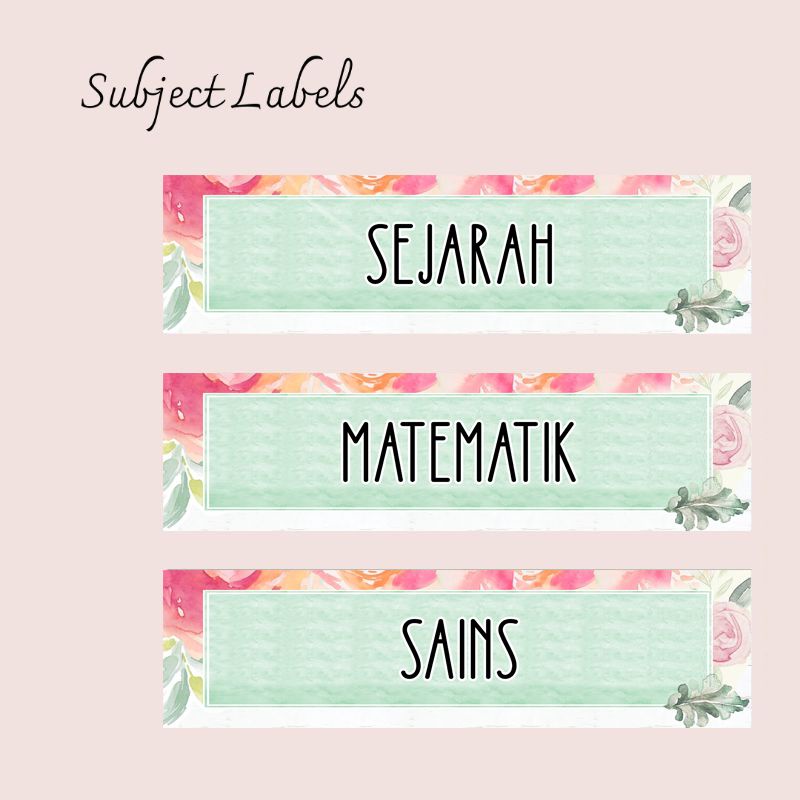 *SOFTCOPY* Label Subjek — KECERIAAN DAN HIASAN KELAS Tema Floral ...