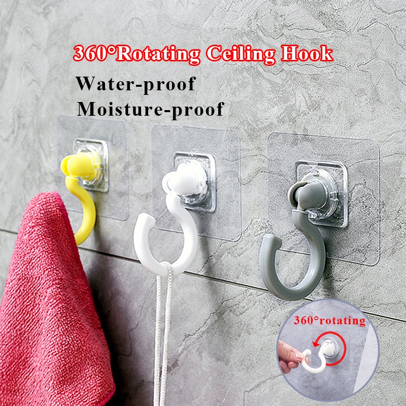 360°Rotating Hook,Ceiling Hook,Ceiling Strong Traceless Hooks ...