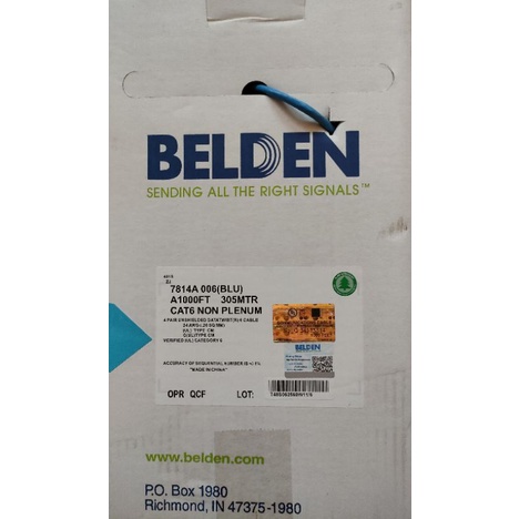 100% ORIGINAL Belden 7814ANH Cat6 UTP network cable (305m/1000FEETS) | Shopee Malaysia