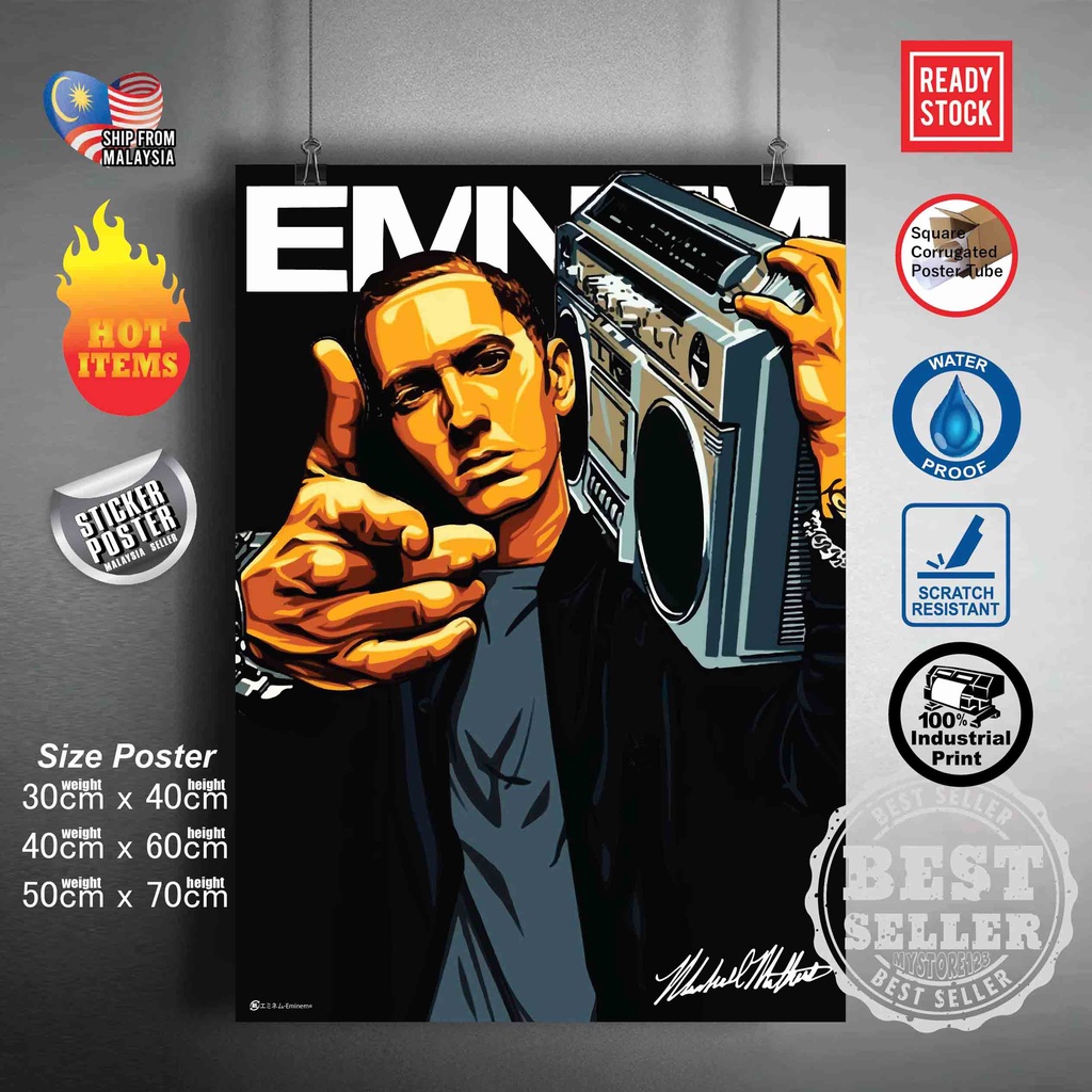 [Ready Stock]Eminem | My name is | Artist | Rapper | Art poster Sticker ...