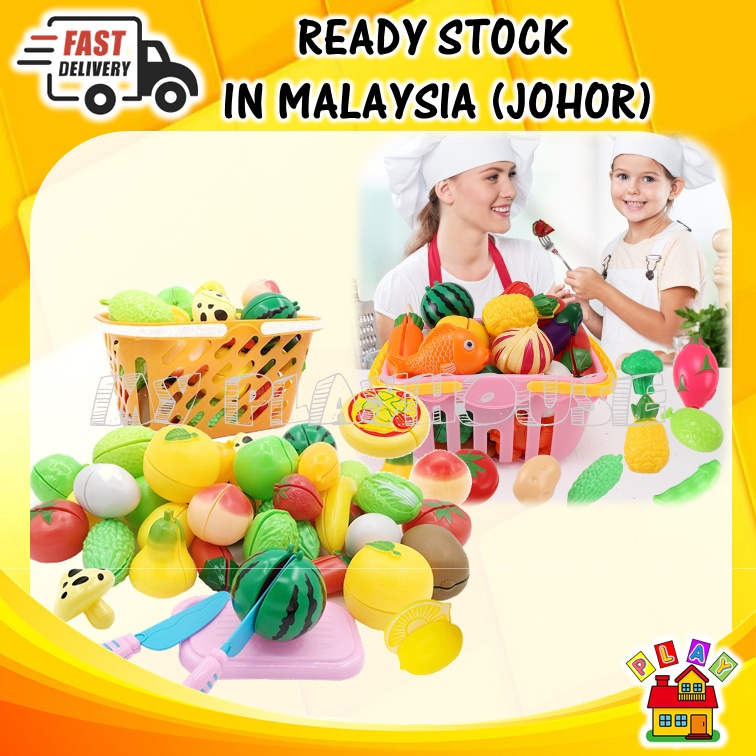 🔥READY STOCK🔥Fruit Cutting Vegetable Cutting Toys Pretend Play Set ...