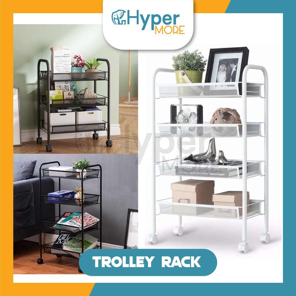 HYPERMORE Trolley Rack Metal Steel Trolley Storage Rack Rak Troli ...