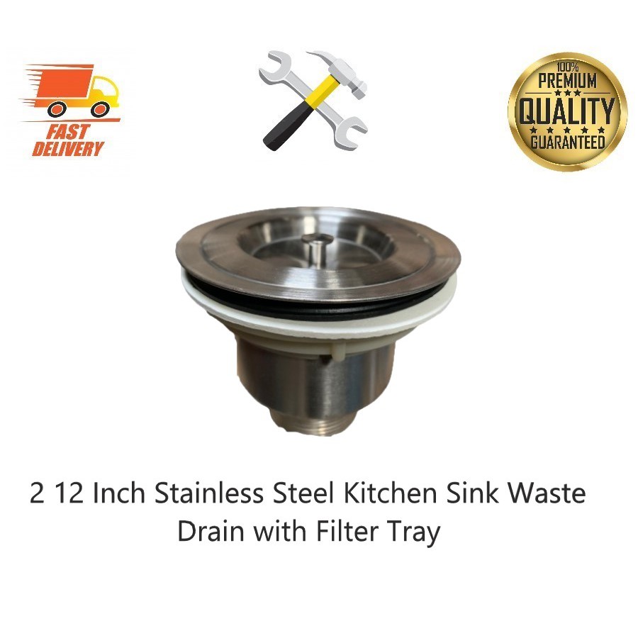 2 1/2 Inch Stainless Steel Kitchen Sink Waste Drain with Filter Tray ...