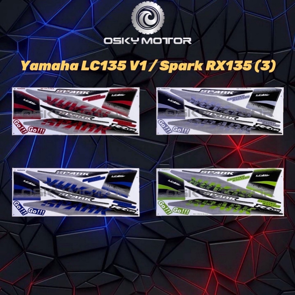 Yamaha LC135 V1 / Spark RX135 (3) Body Sticker - Red / Black / Blue ...
