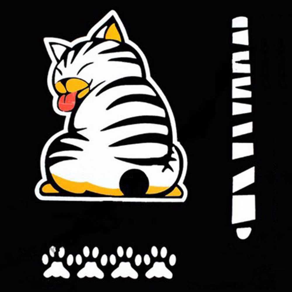 Cartoon Cat Moving Tail Paws Sticker Window Reflective Sheeting 3D Car ...