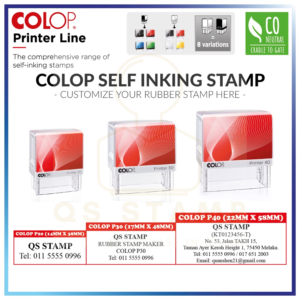 CUSTOMIZED RUBBER STAMP WITH COLOP PRINTER LINE SELF-INKING STAMP | P20 P30 P40 COLOP STAMP CHOP ...