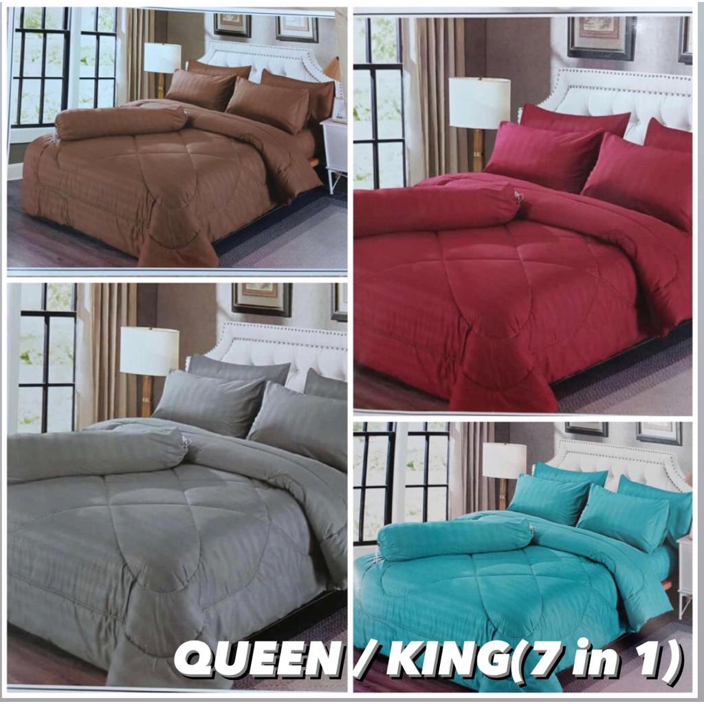SET CADAR PLAIN/ CADAR HOTEL + COMFORTER (7 IN 1) -READY STOCK ...