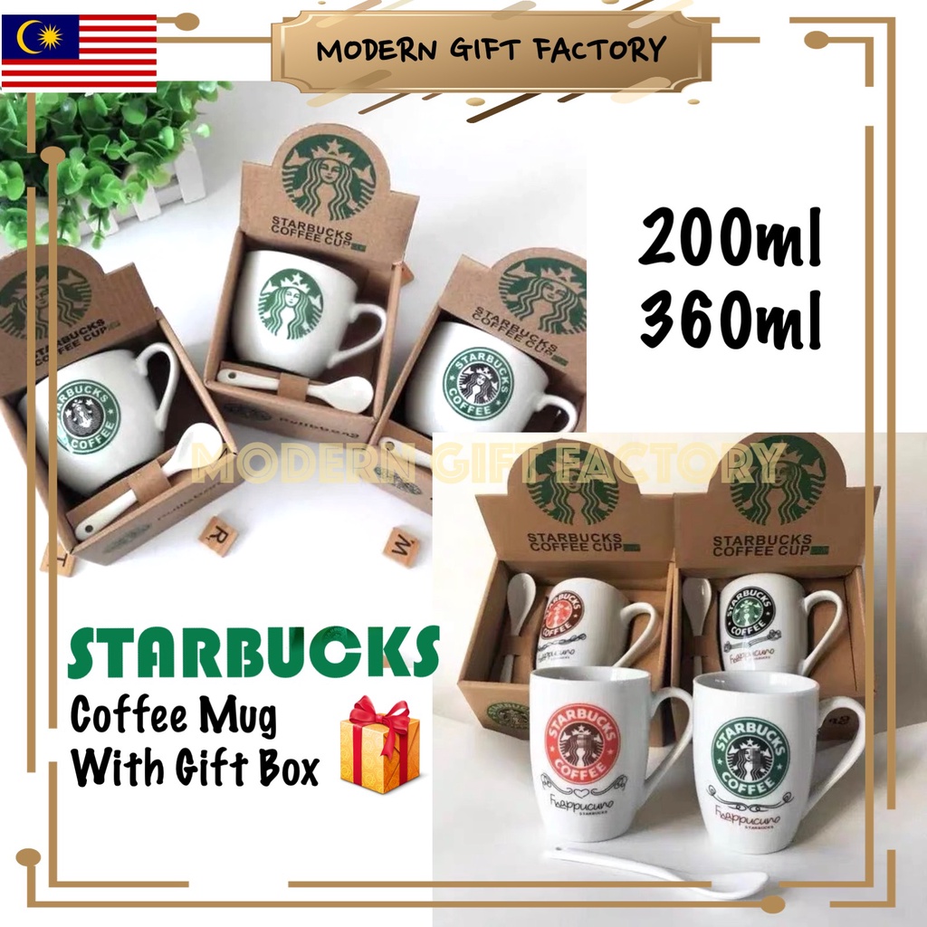 [🇲🇾M'sia Ship]🔥Starbucks Ceramic Cup Gift Set Cawan Starbuck Coffee ...