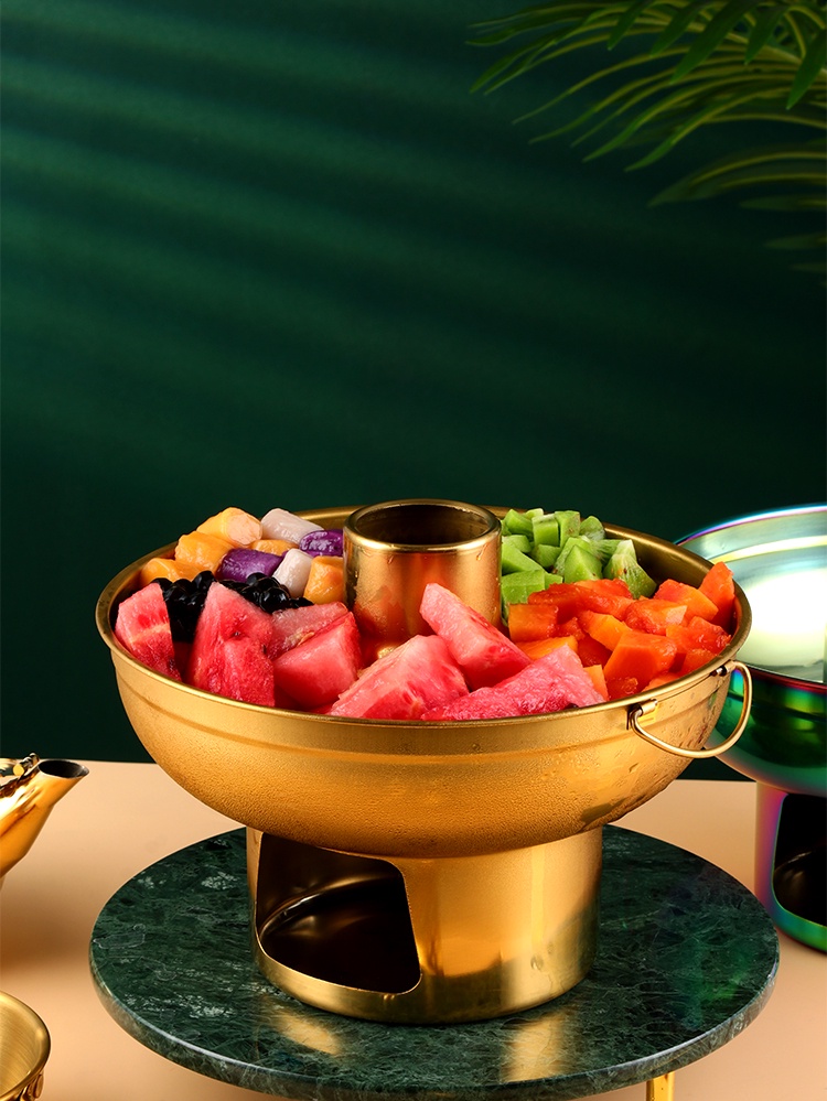 23cm Gold Cookware Stainless Steel Chinese Charcoal Small Hotpot ...