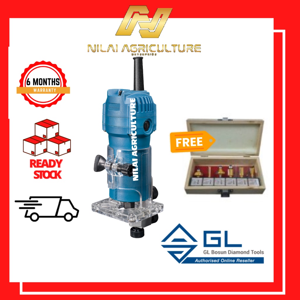 DONGCHENG M1P-FF02-6 350W (DMP02-6) Router Trimmer Wood + 6Pcs Router ...