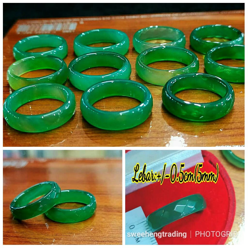 Cincin Batu Jed Hijau (Jade Stone)dgn permukaan yg ada cutting,cukup ...