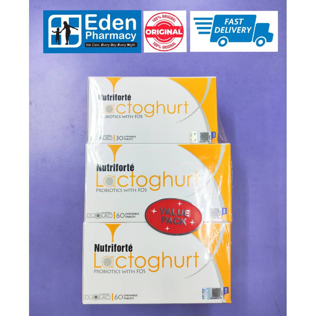 Nutriforte Lactoghurt Probiotics with FOS ( 30's / 60's / 2 x 60's + 30 ...
