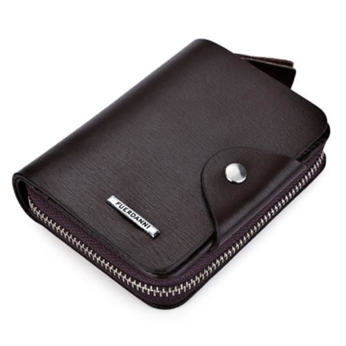 TOOTHPICK LINE SOLID COLOR LETTER HASP ZIPPER SHORT WALLET (COFFEE ...