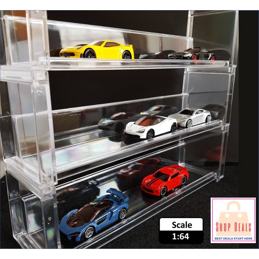 Acrylic Rack Display Stand Car Model Die Cast Scale 1:64 Hot Wheels Rak ...