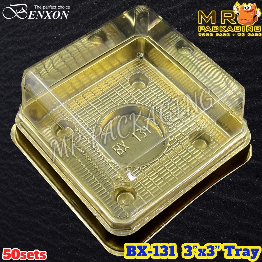 3" BX-131 Plastic Gold Tray & Lid [ 50sets± ] Door Gift Mooncake Bakery ...