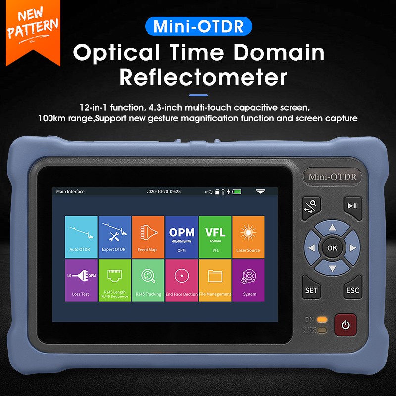 Optical Fiber Tester Mini Otdr Optical Time Domain Reflectometer Singlemode 26db100km 1310