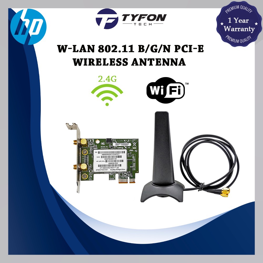 HP W-LAN 802.11 B/G/N PCI-E Wireless Low Profile Bracket with Antenna 466808-002 97317-003 ...