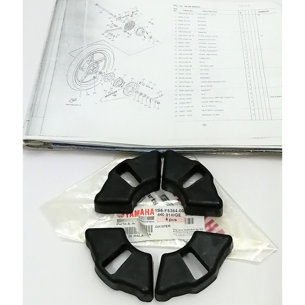 YAMAHA LC135, Y15, Y125, RXZ HUB DAMPER/ 100% HLY ORIGINAL 1S8/B17 ...