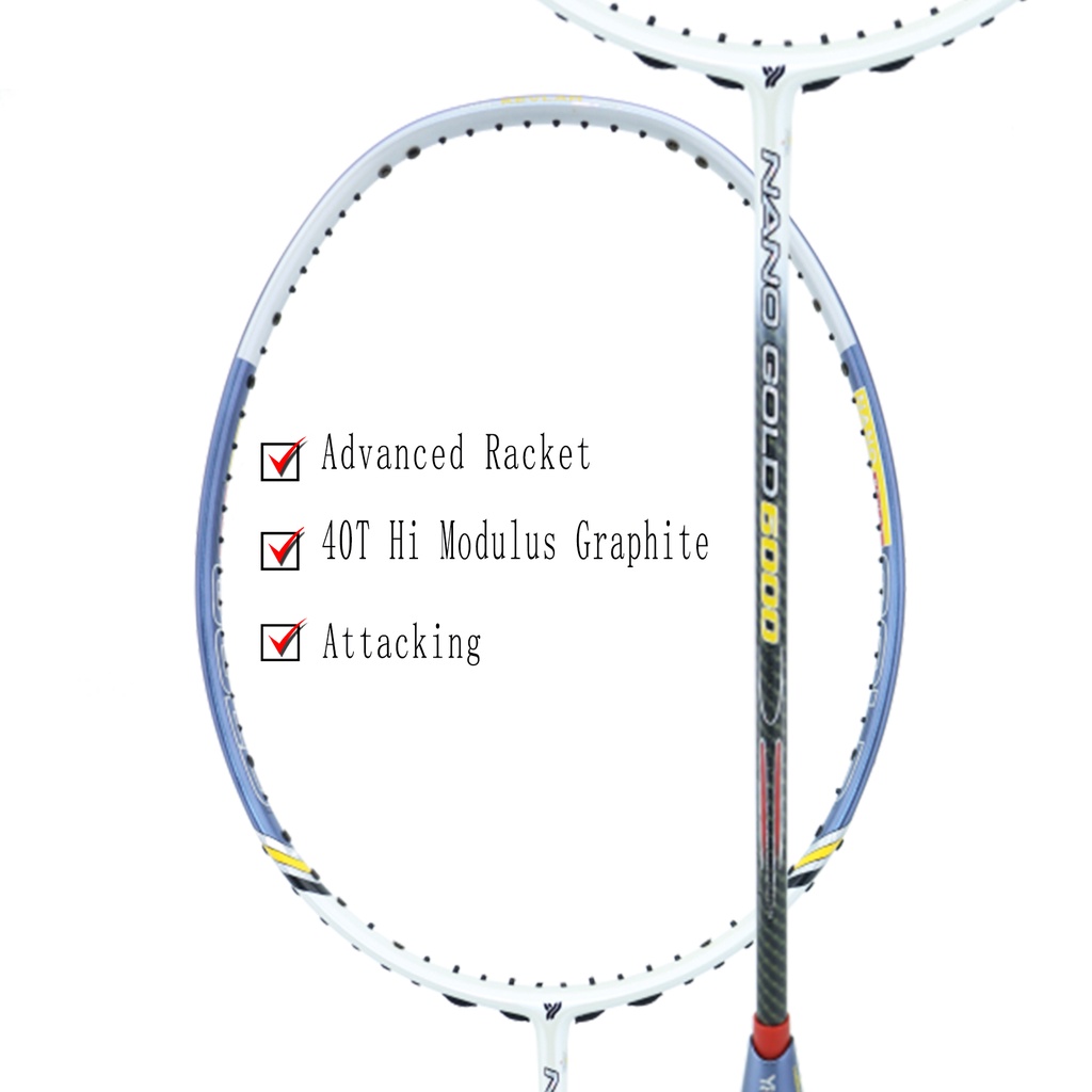 YANG YANG Nano Gold 6000 40T Graphite Advance Level Badminton Racket ...